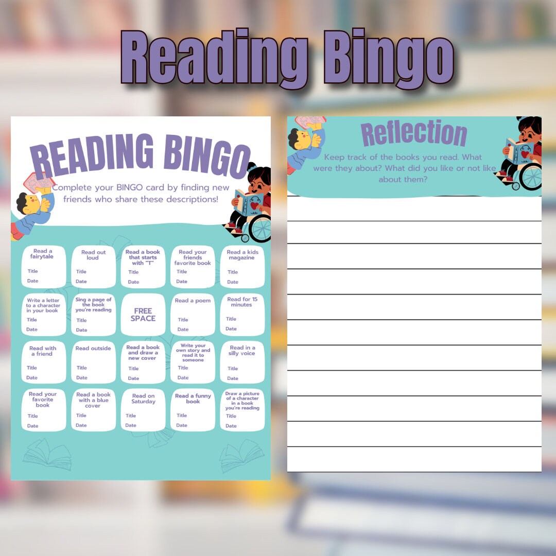 Kids Reading Bingo Challange + Reflection Printable - Etsy