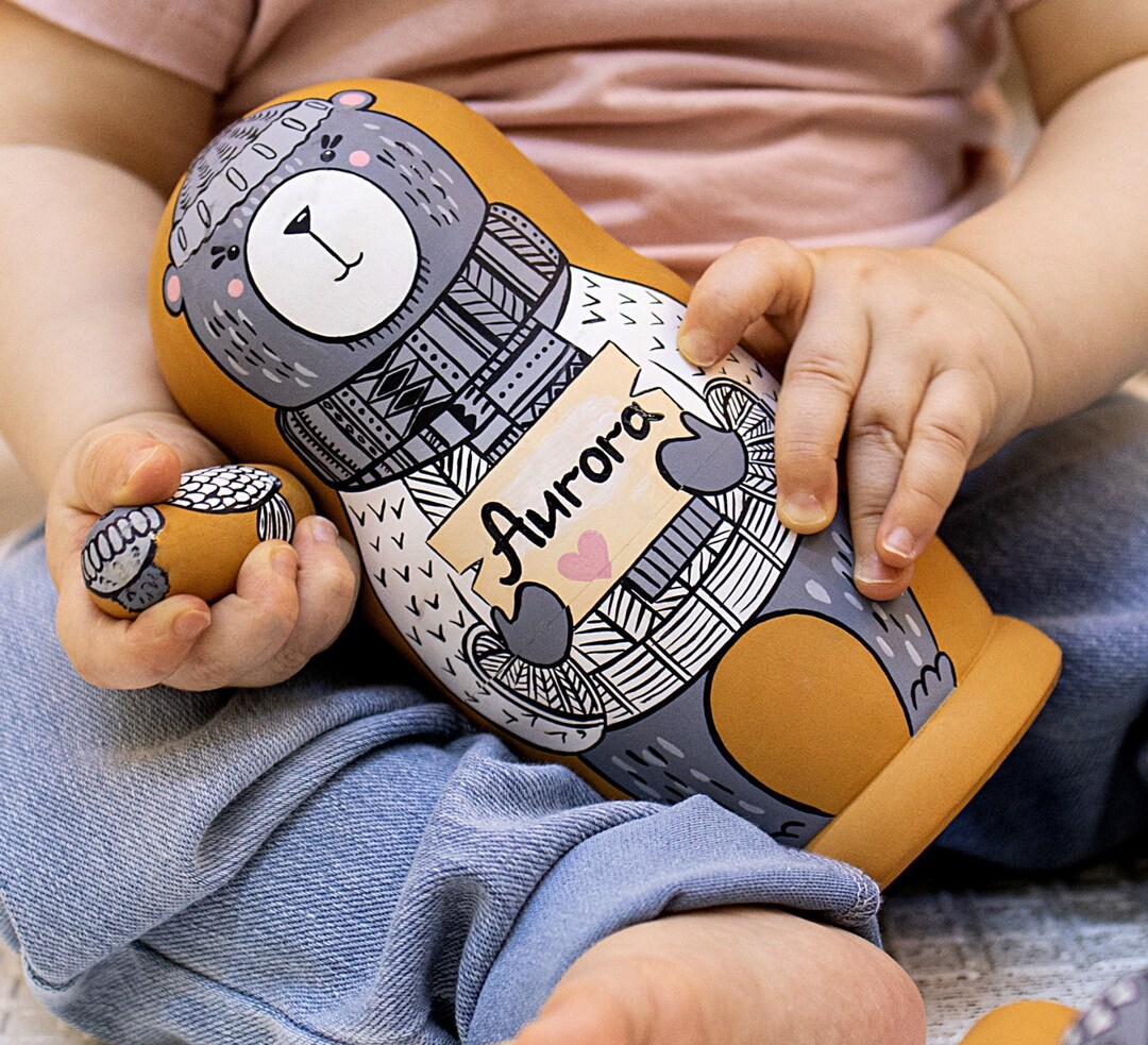 Personalized Nesting Dolls for Kids With Bear, Animal Nesting Dolls ...