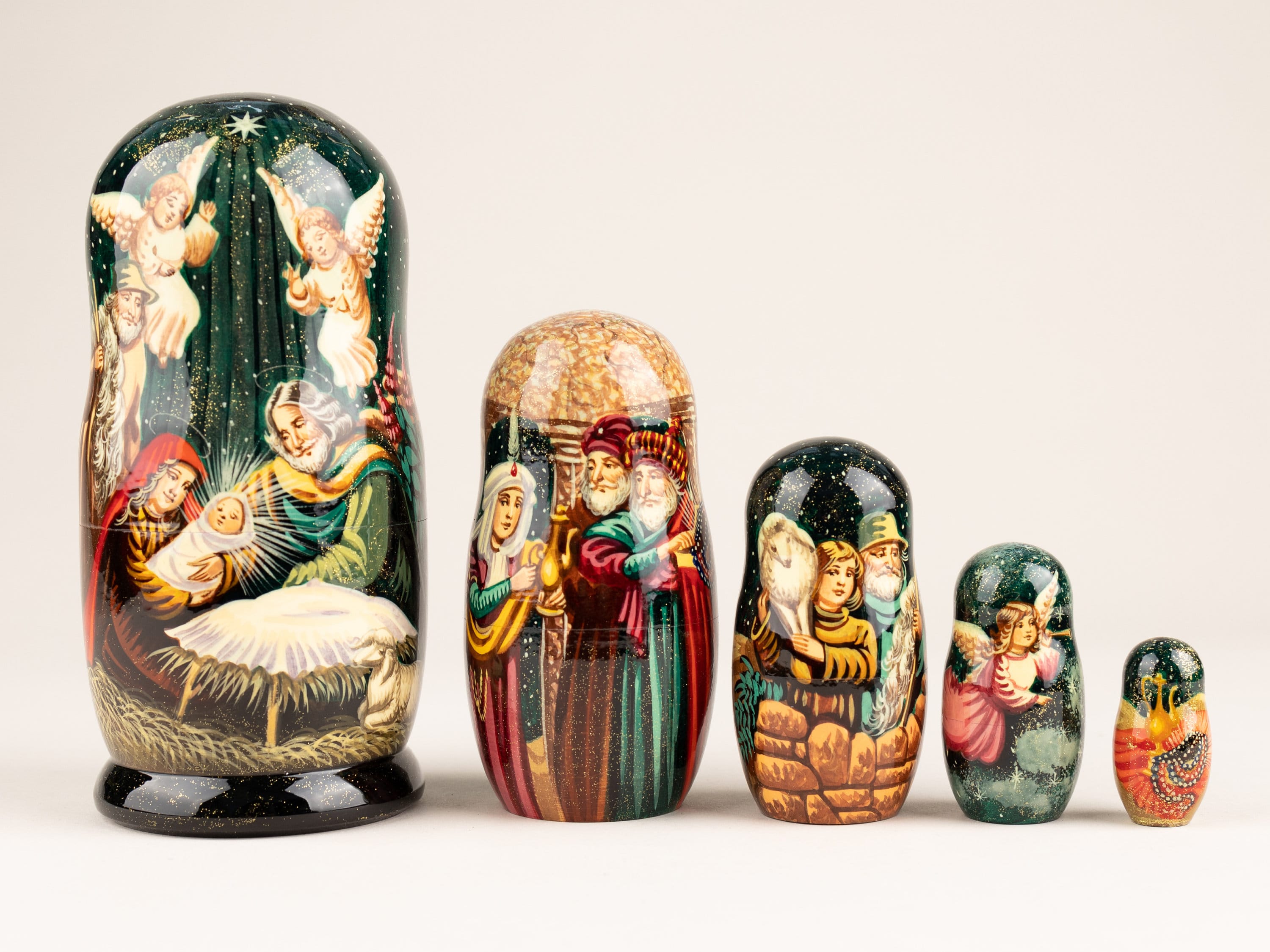 Wooden Nesting Dolls Nativity Scene Matryoshka Christmas Nesting Dolls ...