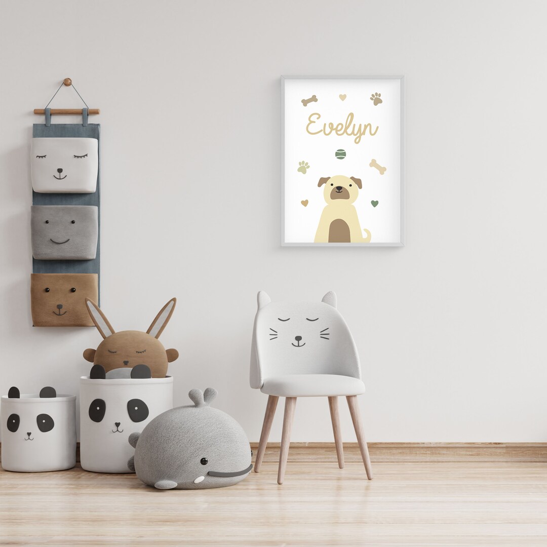 Personalized Kids Name Print With Pets Illustrations Printable Wall ...
