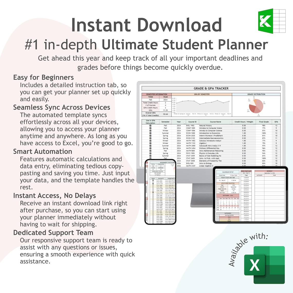 Ultimate Student Planner: Excel Template With Assignment Tracker ...