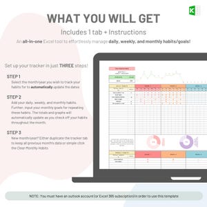Habit Tracker - Excel Template for Daily Habit Monitoring, Success ...