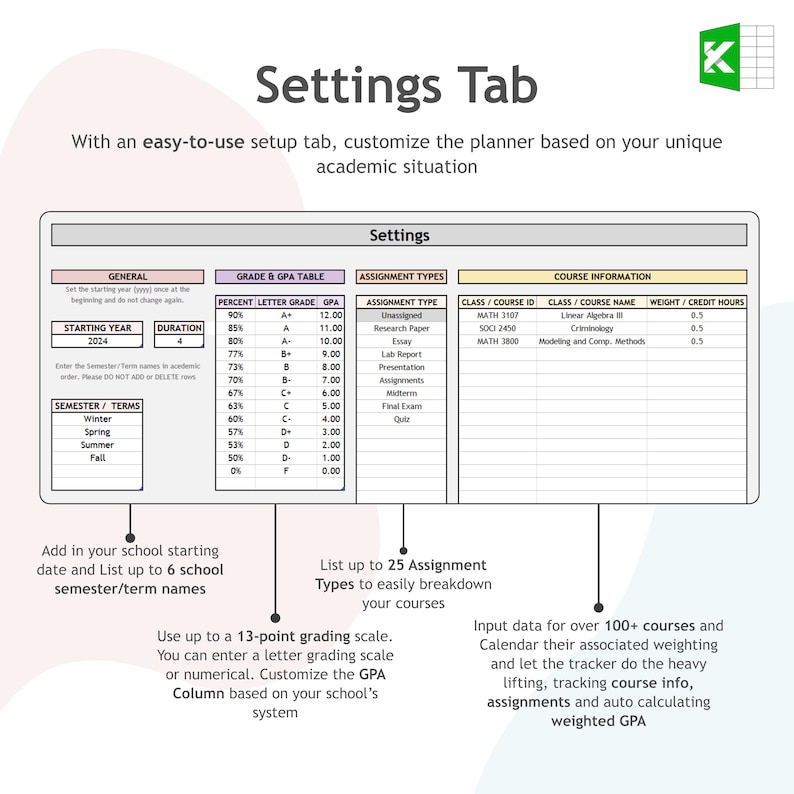 Ultimate Student Planner: Excel Template With Assignment Tracker ...