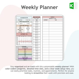Pastel Weekly Planner Excel Template: Time Blocking (digital Download ...