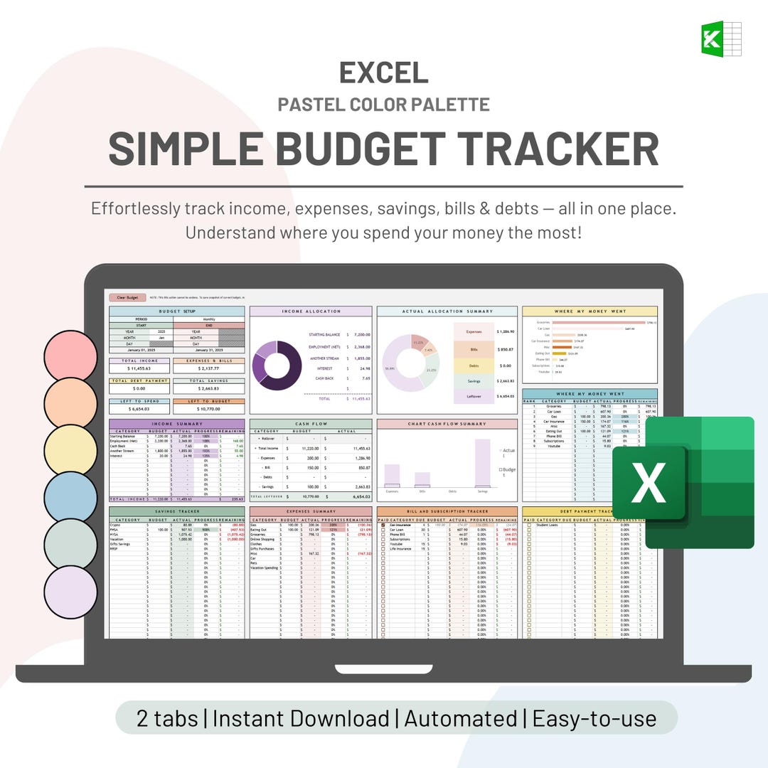 Simple Budget Tracker – Excel Template for Personal Finance, Budgeting ...
