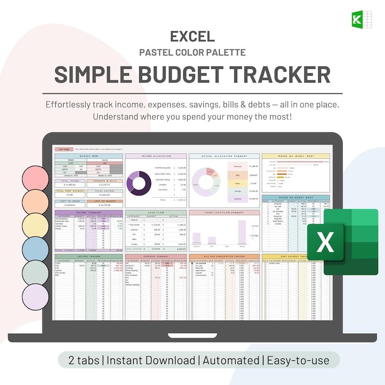 Simple Budget Tracker – Excel Template for Personal Finance, Budgeting ...