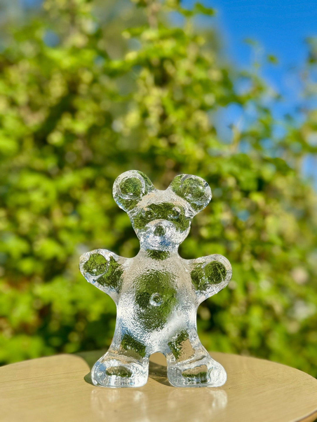 Vintage Glass Teddy Bear Figurine Paperweight Scandinavian Art Bergdala ...