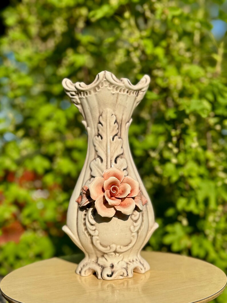 Porcelain Vintage Capodimonte Style Vase Flower Motif Luxury Gift Home ...