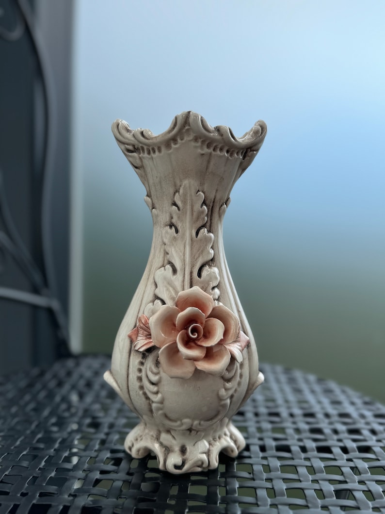 Porcelain Vintage Capodimonte Style Vase Flower Motif Luxury Gift Home ...