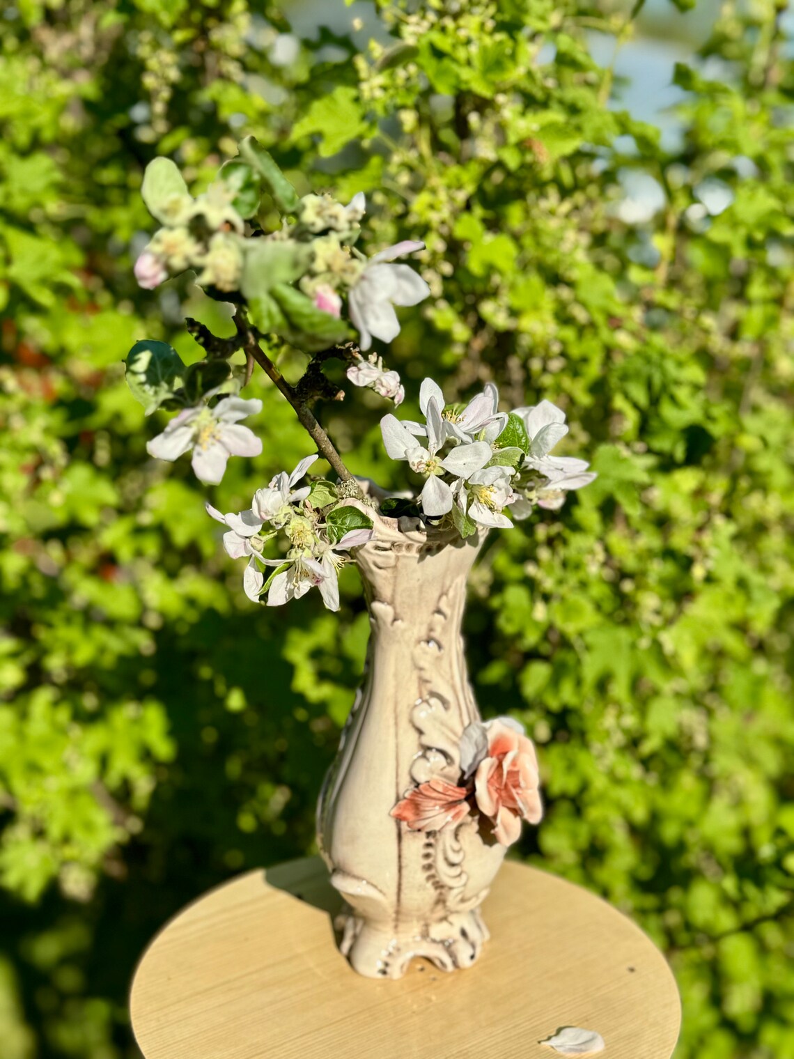 Porcelain Vintage Capodimonte Style Vase Flower Motif Luxury Gift Home ...