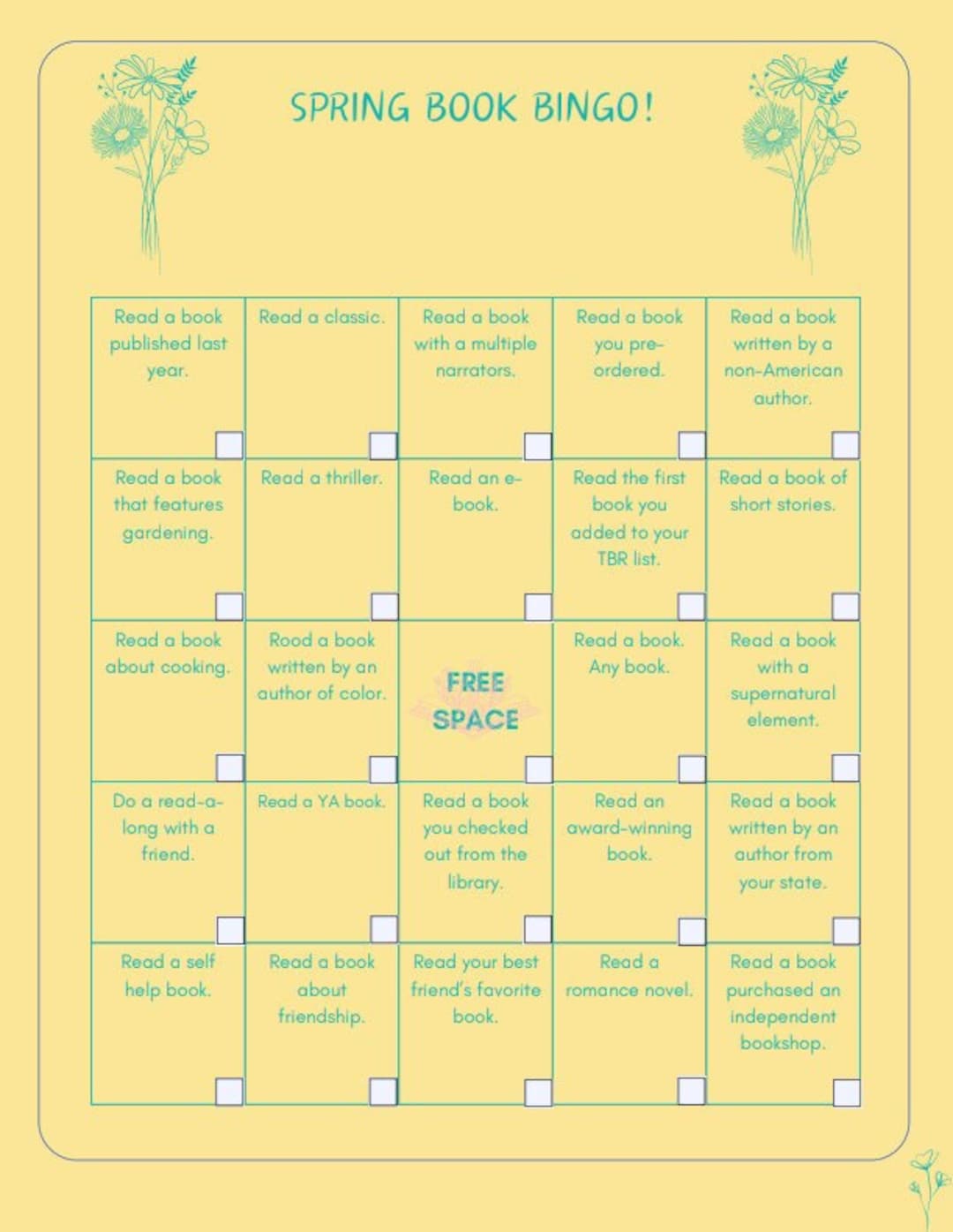 Book Bingo Printable AND Digital Versions - Etsy