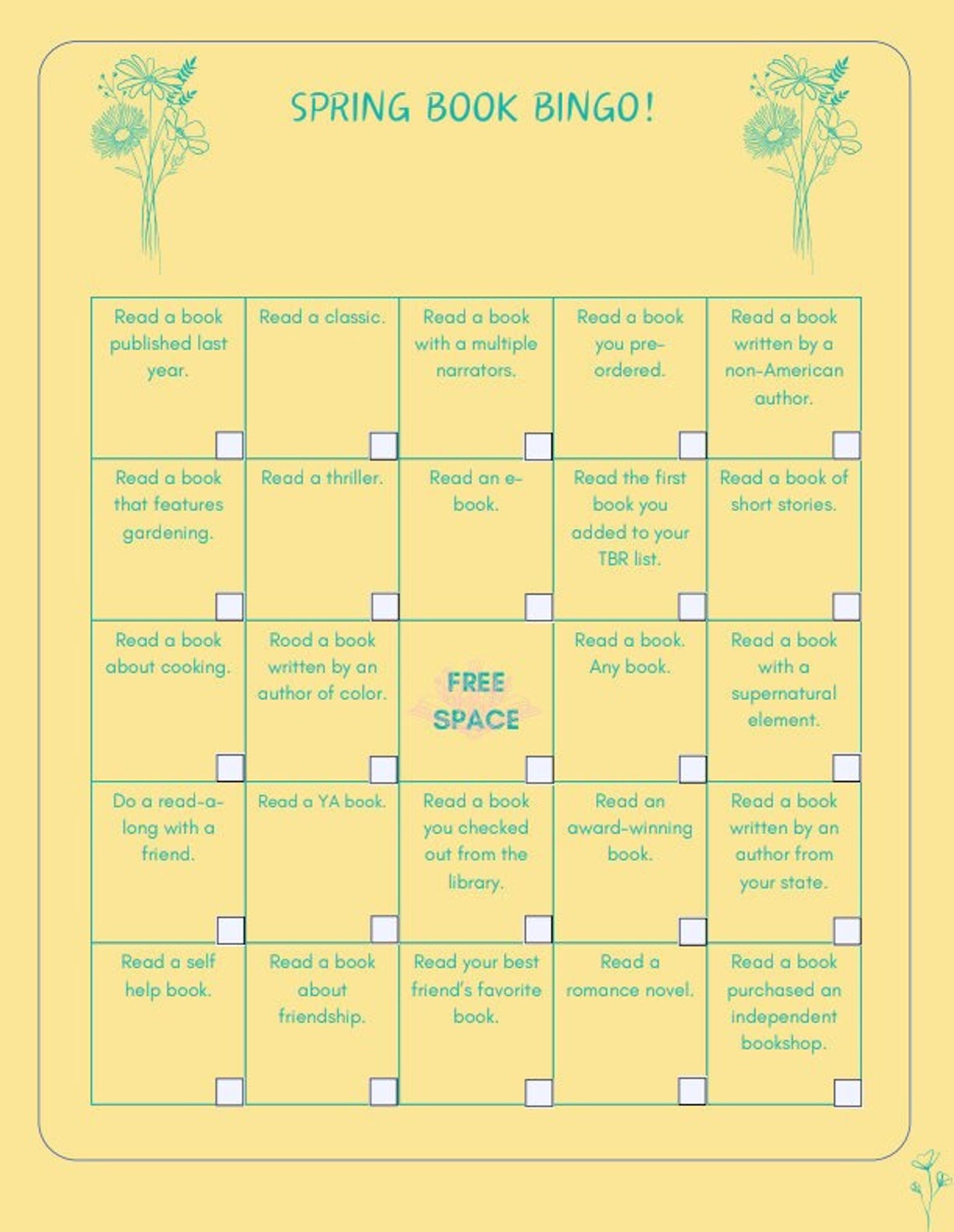 Book Bingo Printable AND Digital Versions - Etsy