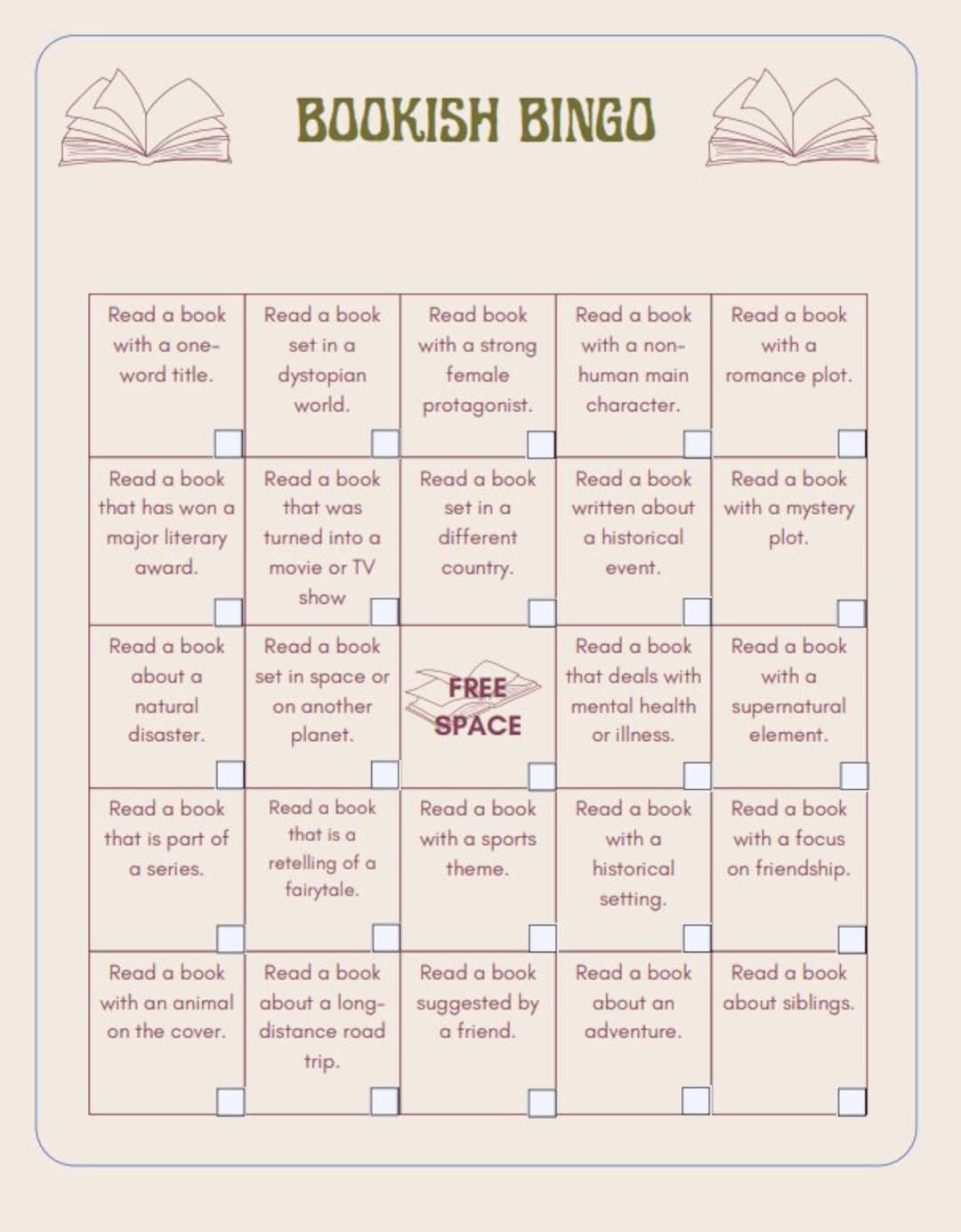 Book Bingo - Printable AND Digital Versions! - Etsy