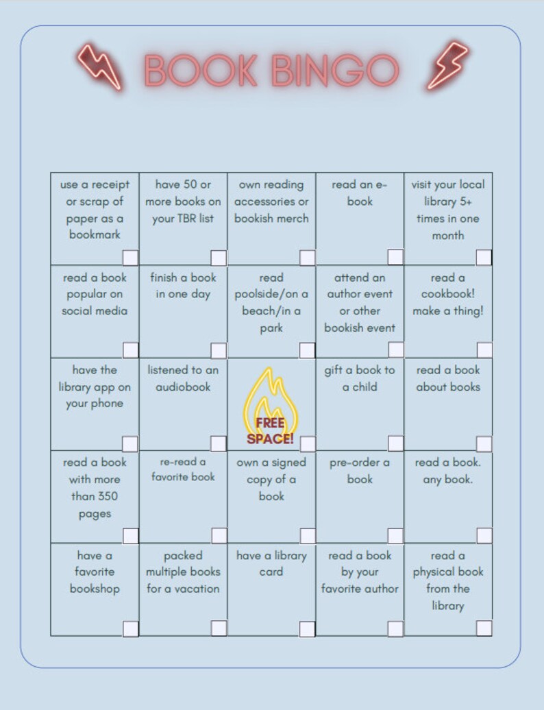 Book Bingo Challenge - Etsy