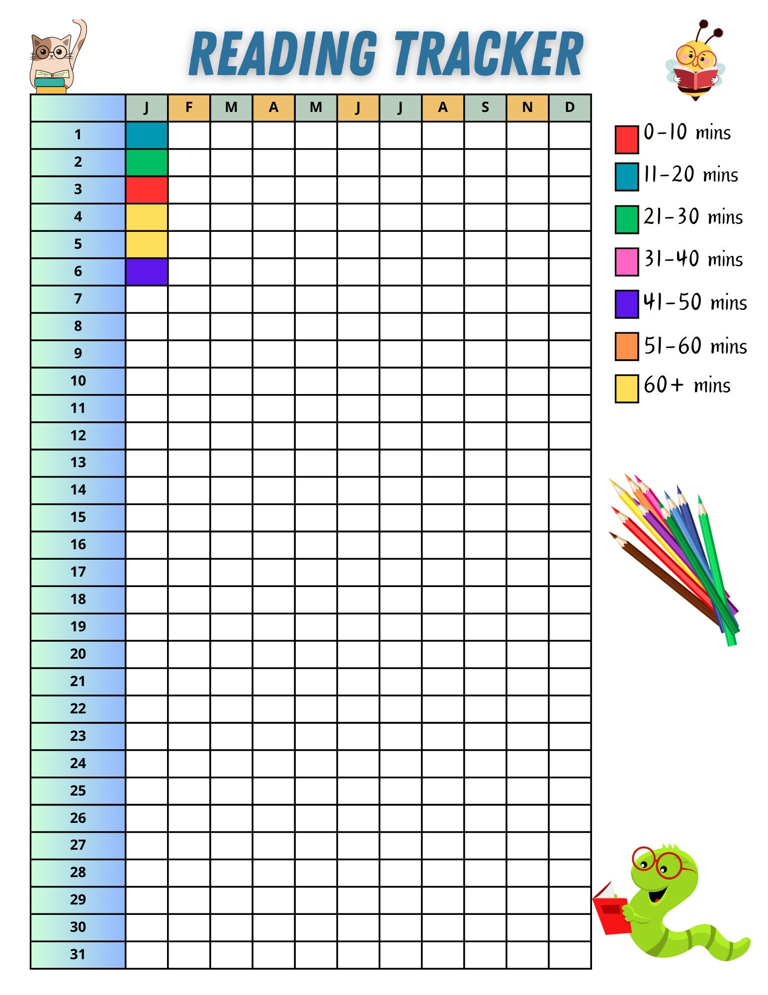 Reading Tracker - Kids Version - Etsy