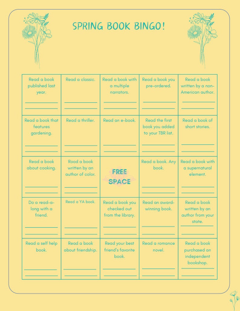 Book Bingo Printable AND Digital Versions - Etsy