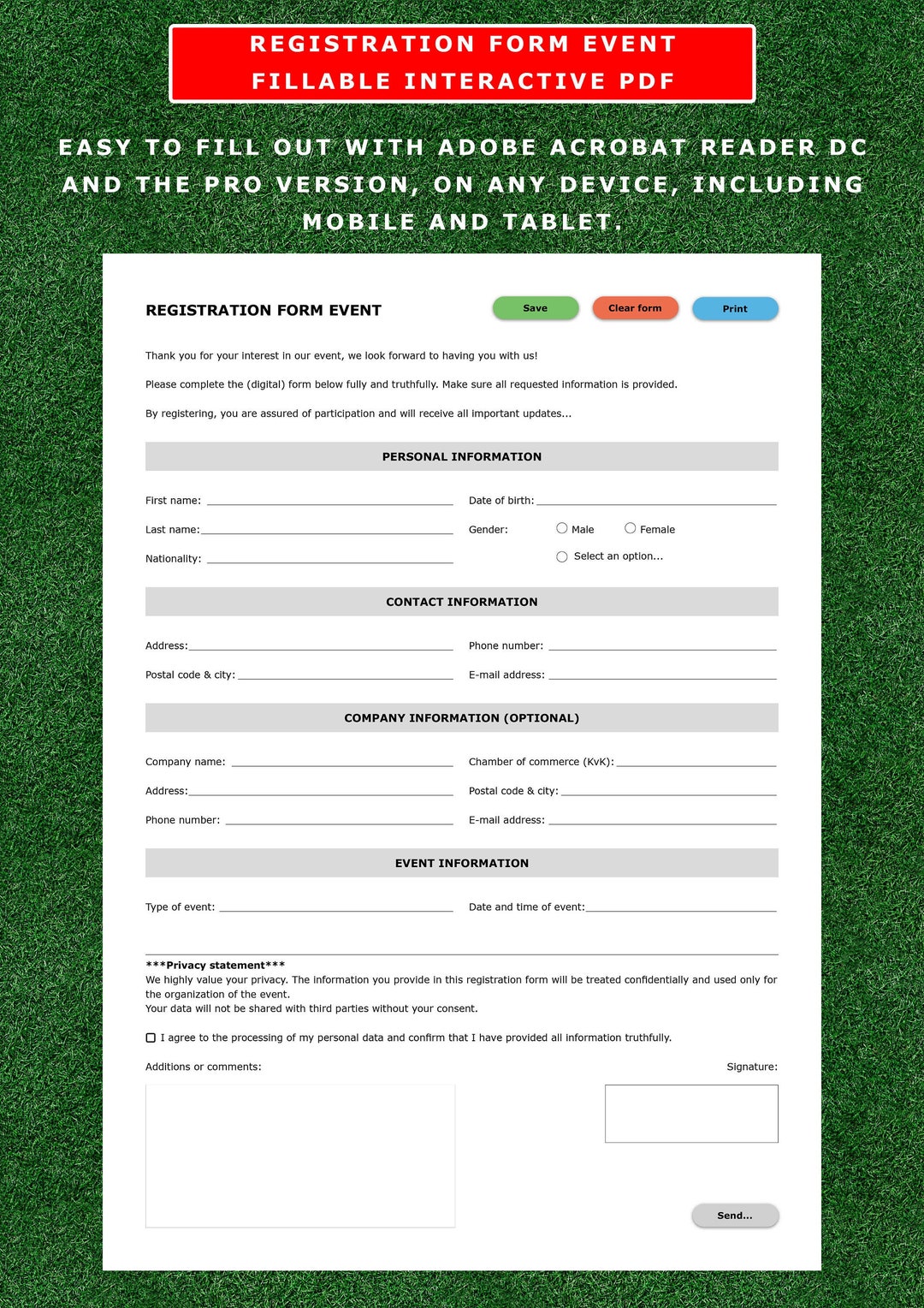 Fillable Registration Form Event PDF Printable Event Registration Form ...