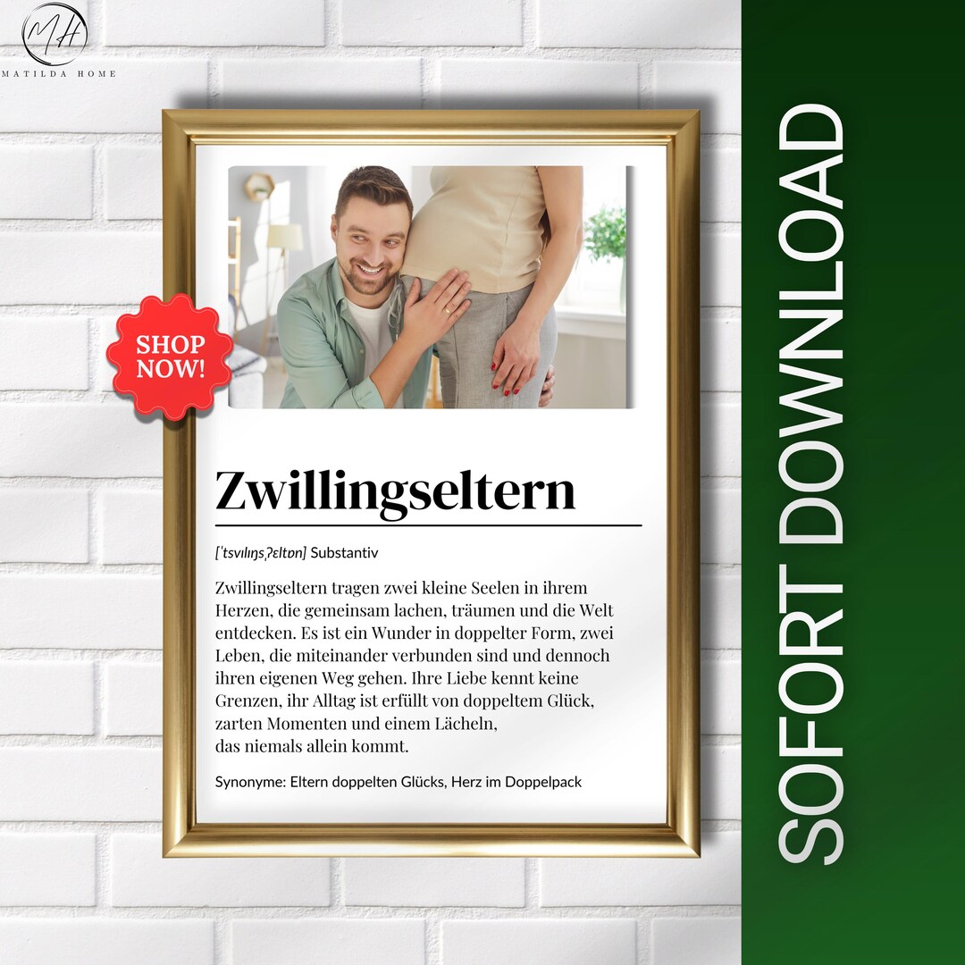 Postcard Twin Parents Definition Card Parents of Twins Gift for the ...