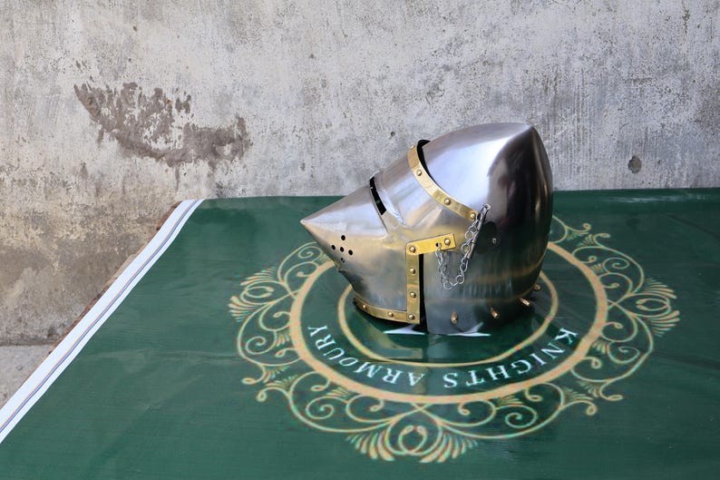 Pig Face Bascinet Helmet | Medieval Steel and Brass Wearable Knight ...