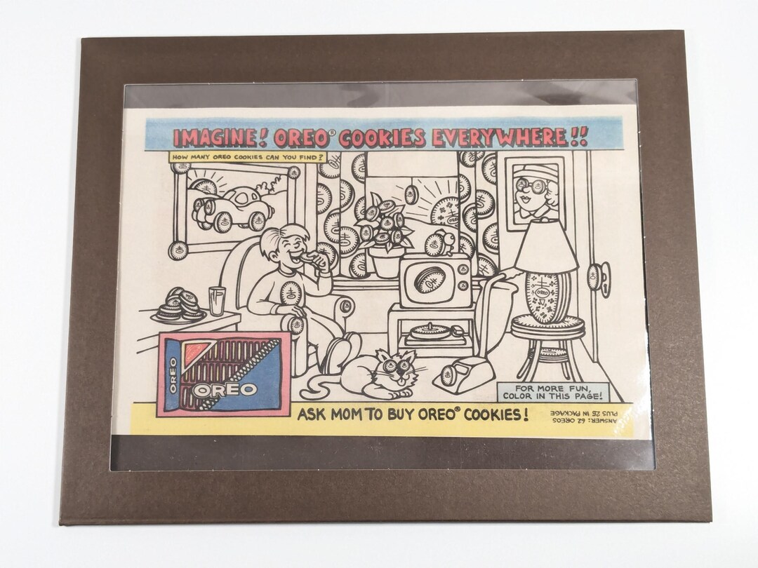 Oreo Cookies Ad 1984 Laminated Display Imagine Oreo Everywhere in 9 ...