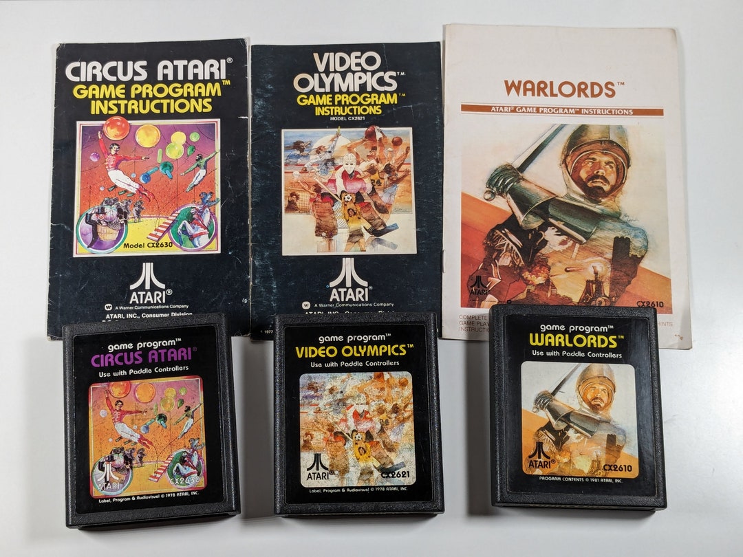 Circus Atari, Warlords, Video Olympics W/ Manuals Atari 2600 Paddle ...