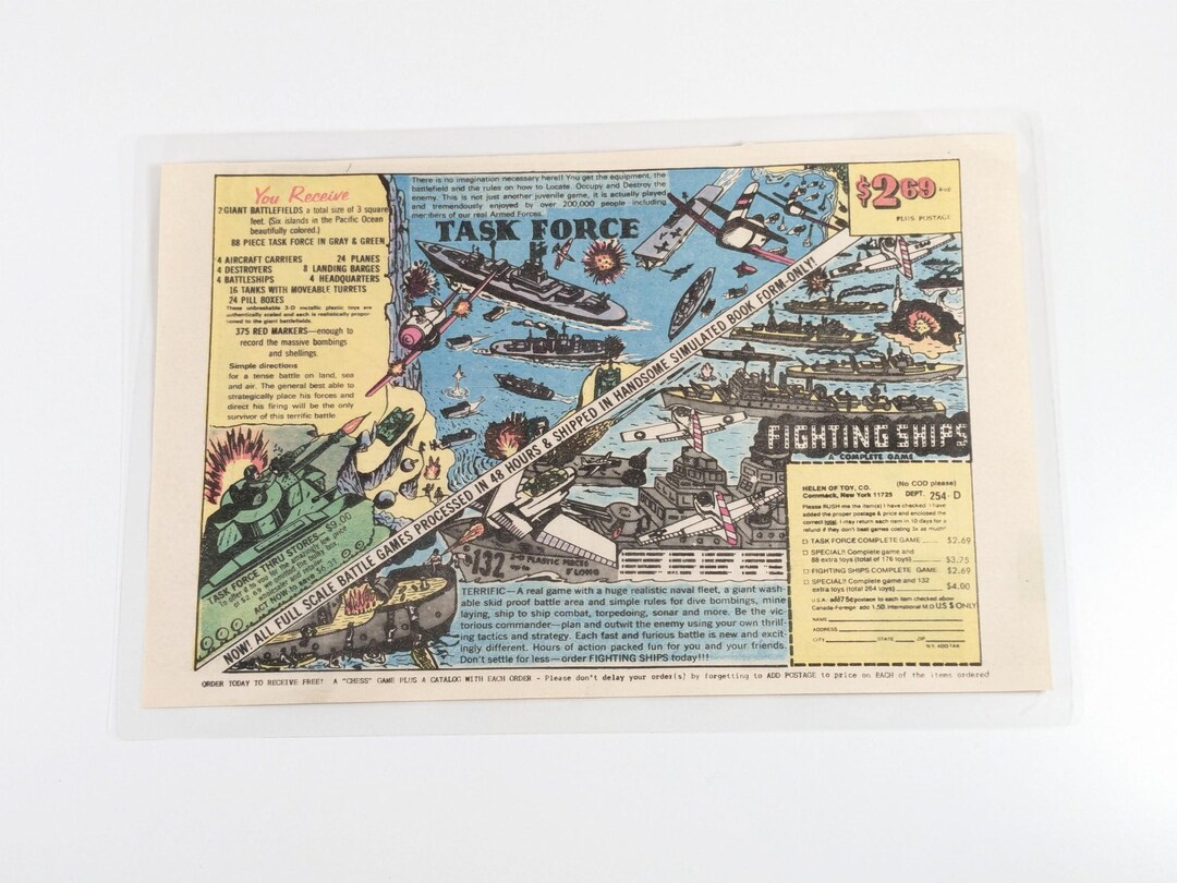 Task Force Fighting Ships Ad - Vintage 1960s Laminated 9.5x7 Naval ...