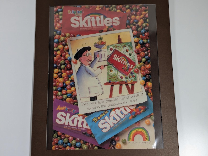 Skittles Original & Tropical Flavors Framed Laminated Promo Ad ...