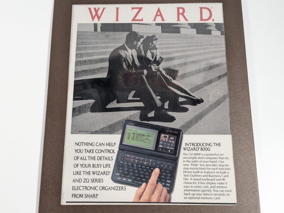 1990 Sharp Wizard 8000 Ad | Laminated Framed 9.5x12 Display | Retro Tech Decor | Vintage Sharp ...
