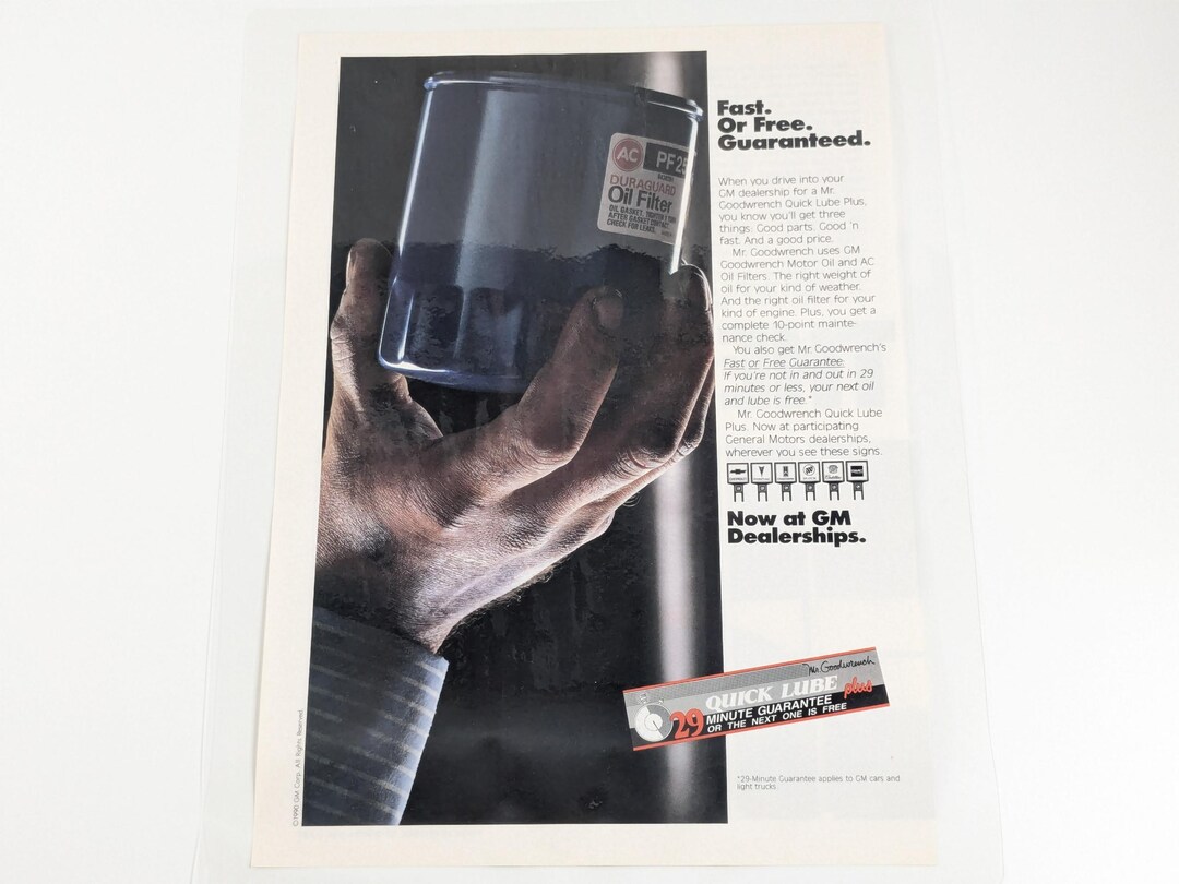 1990 GM Oil Filter Ad | Laminated 9x11.5 Vintage Auto Art | Mr ...