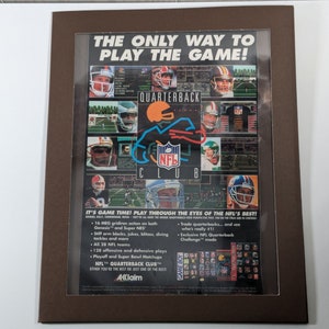 Vintage 1993 Framed Laminated NFL Quarterback Club Advertisement ...