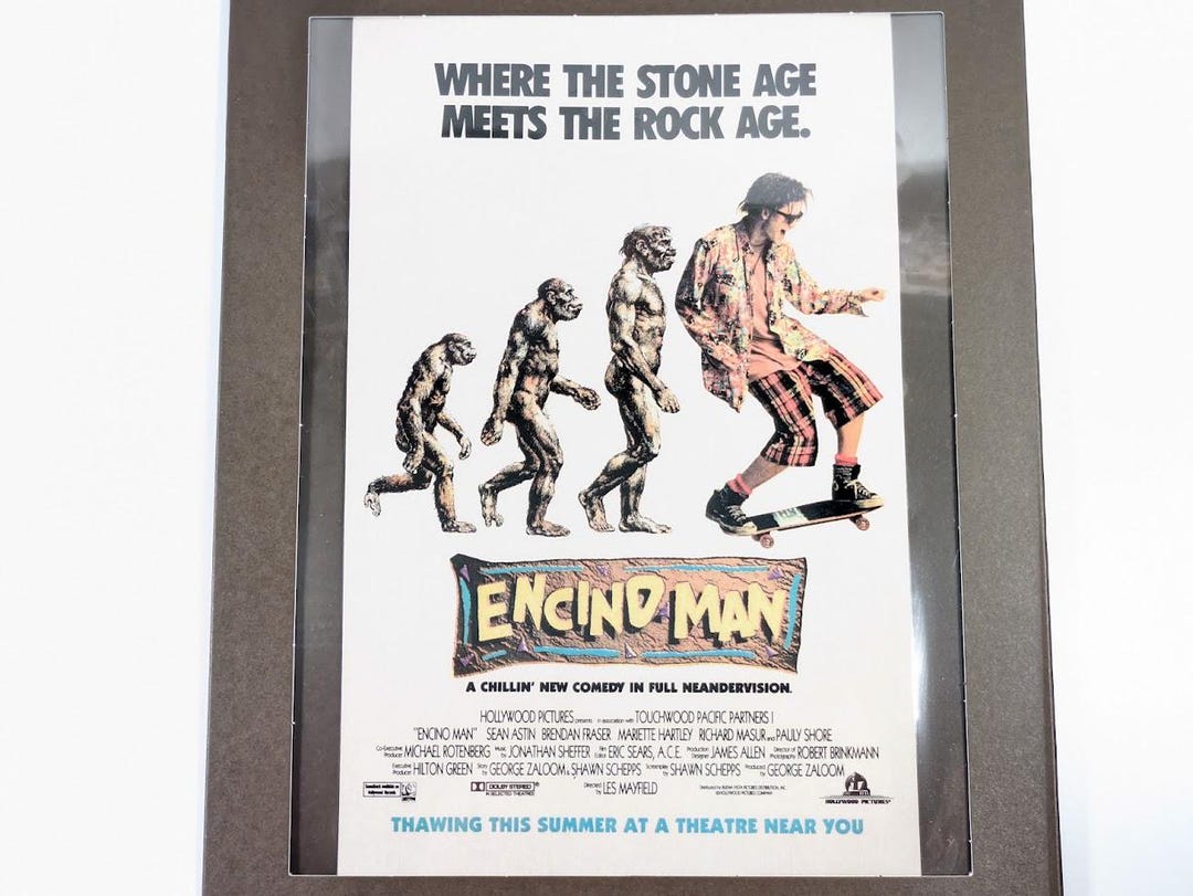 Encino Man Laminated 90s Movie Poster Ad Framed Retro Comedy Display ...