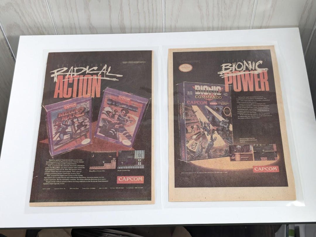 Mega Man 2 Strider NES Ad & Bionic Commando Capcom NES Ad 2 Pack ...