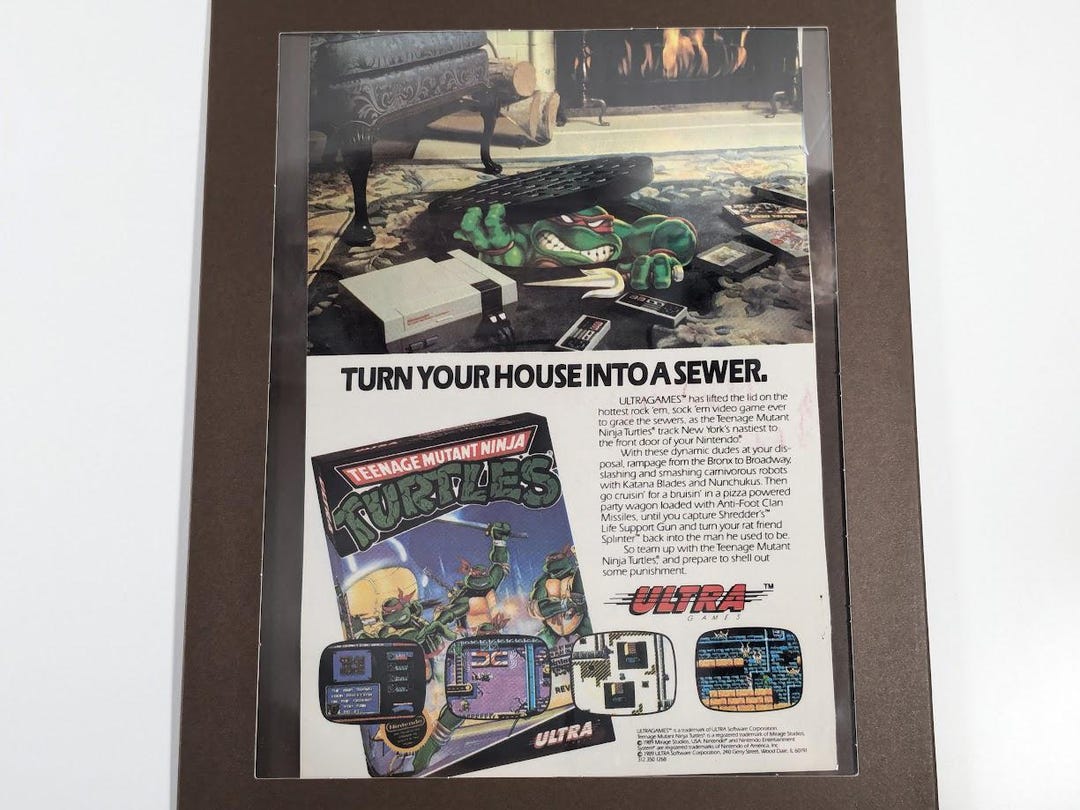Teenage Mutant Ninja Turtles NES Ultra Games Ad, Laminated & Cardboard ...