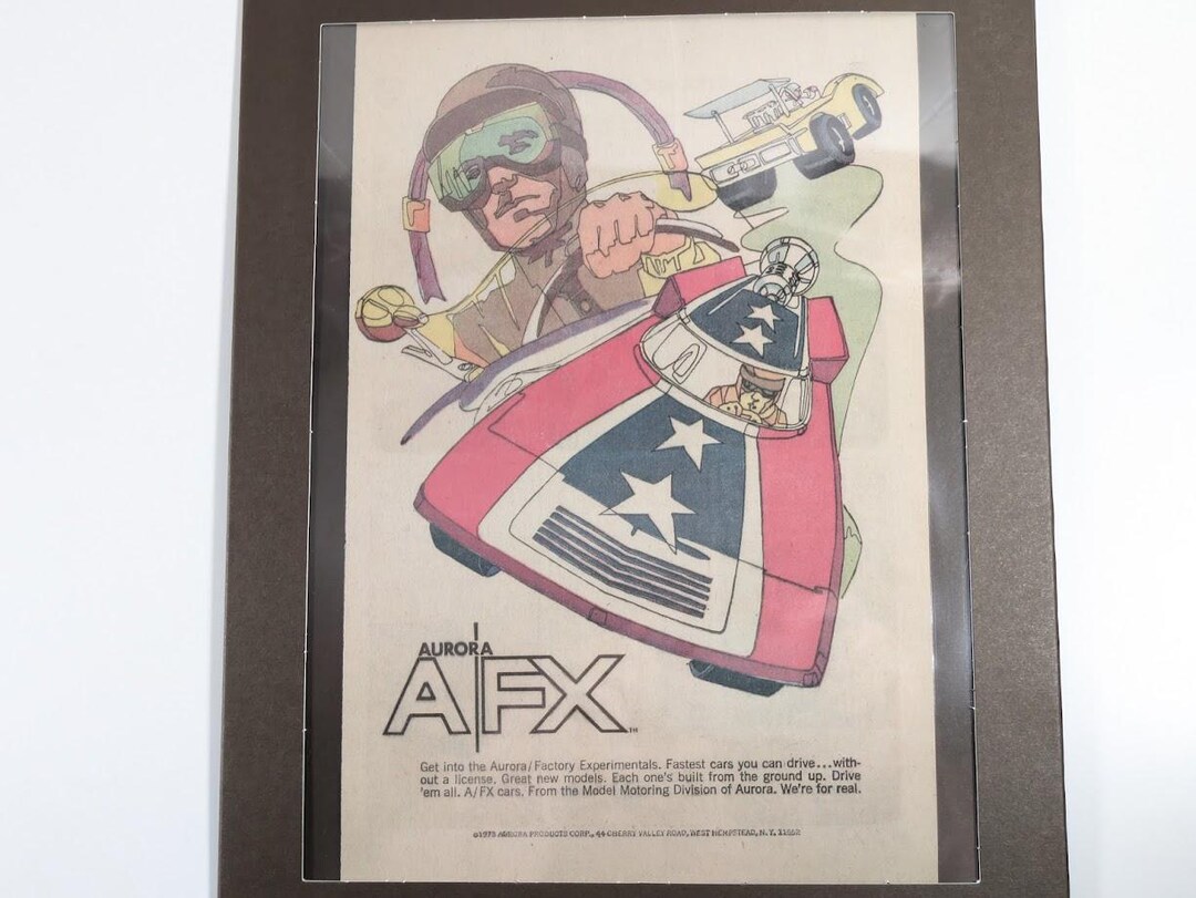 Aurora AFX 1973 Vintage Ad Laminated Framed Race Cars Slot Cars Wall ...
