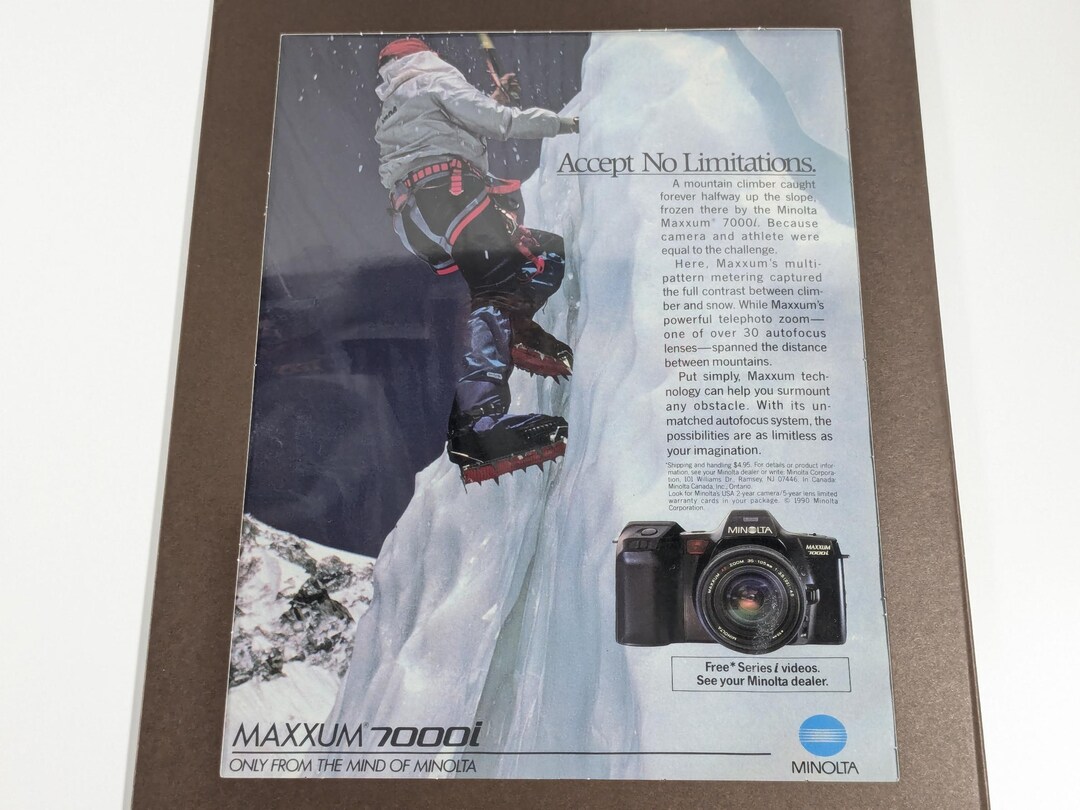 1990 Minolta Maxxum 7000i Ad | Laminated Framed 9.5x12 Display ...