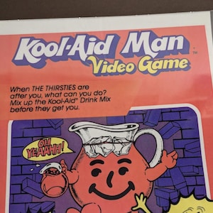 1983 Kool-aid Man Video Game Ad Laminated Vintage Gaming Wall Decor ...