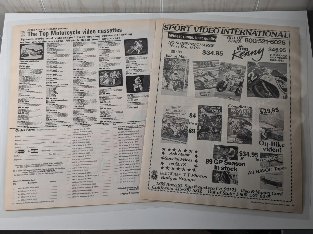 2 Vintage Laminated Motorcycle VHS Ads From 1990 – Cycle Action Theater ...