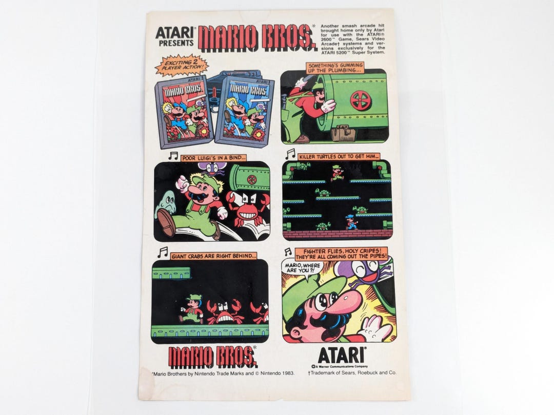 Mario Bros on Atari Advertisement - Laminated From Original Atari Force ...