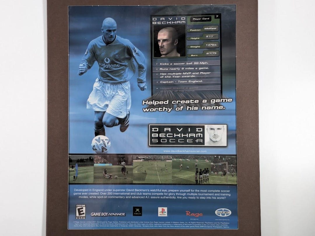 2001 David Beckham Soccer Laminated Ad, “helped Create a Game Worthy of ...