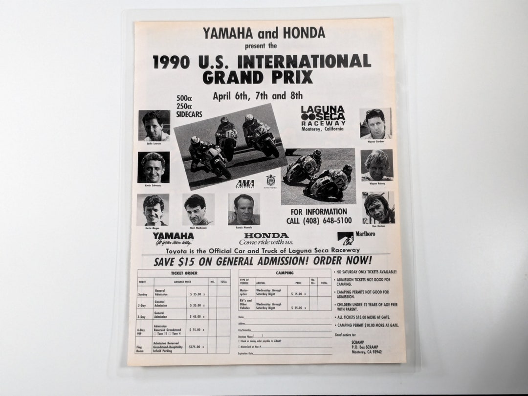 Vintage Laminated 1990 U.S. International Grand Prix Ad - Laguna Seca ...