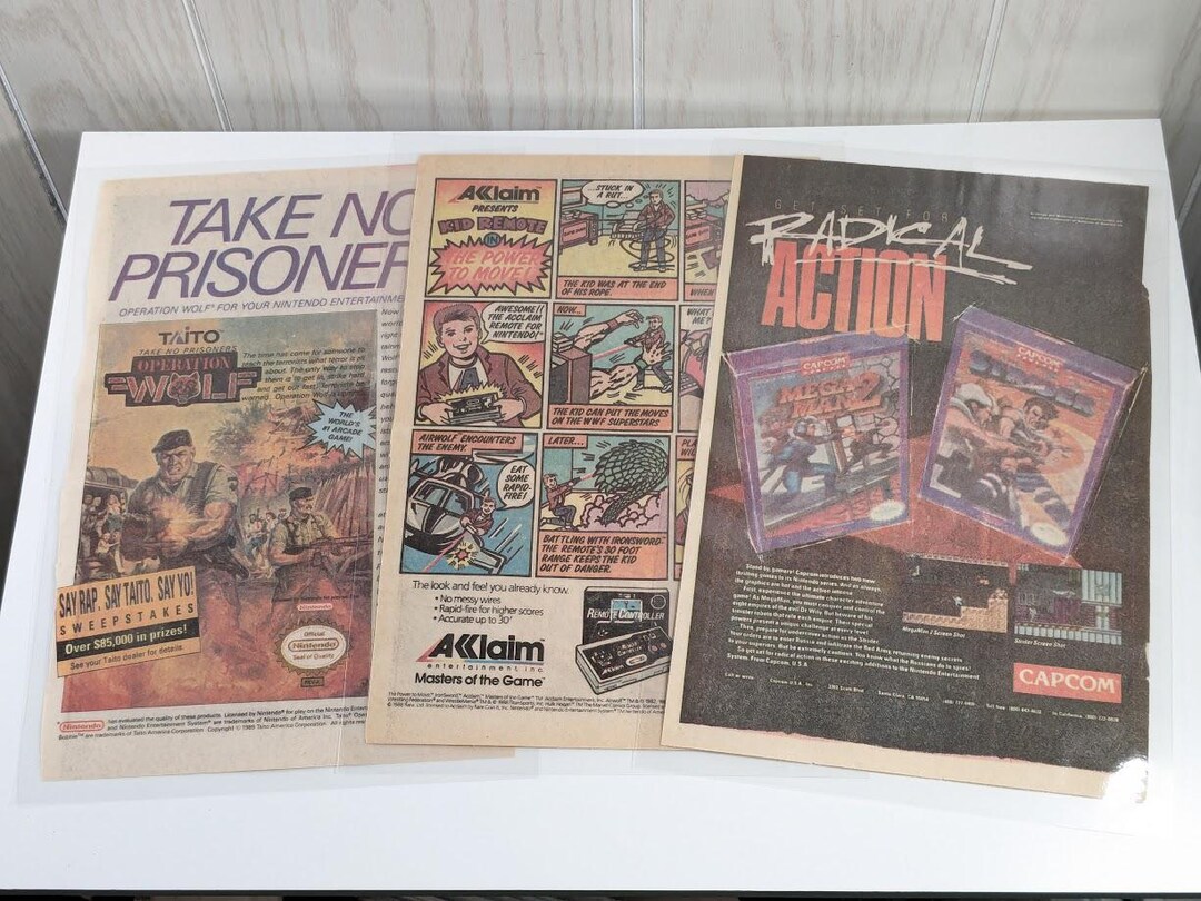 Vintage 3-pack Laminated NES Ads: Taito Operation Wolf, Aklaim, and ...