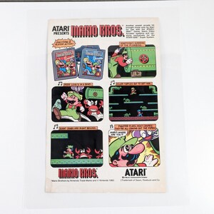 Mario Bros on Atari Advertisement - Laminated From Original Atari Force ...