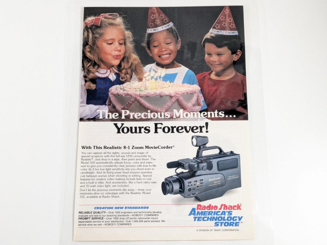 Vintage 1990 Radio Shack VHS Camcorder Ad | Realistic 8:1 Zoom ...