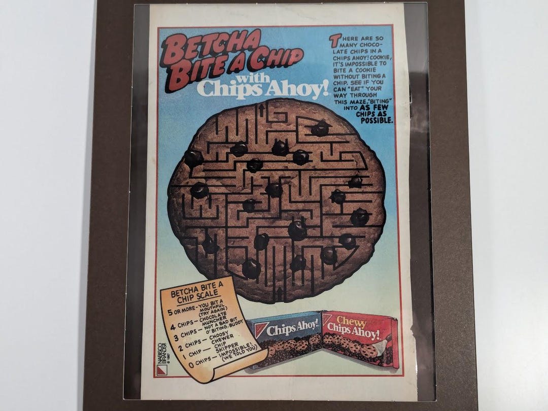 Chips Ahoy Cookie Ad Vintage 1980s Laminated Framed Comic Page Fun ...