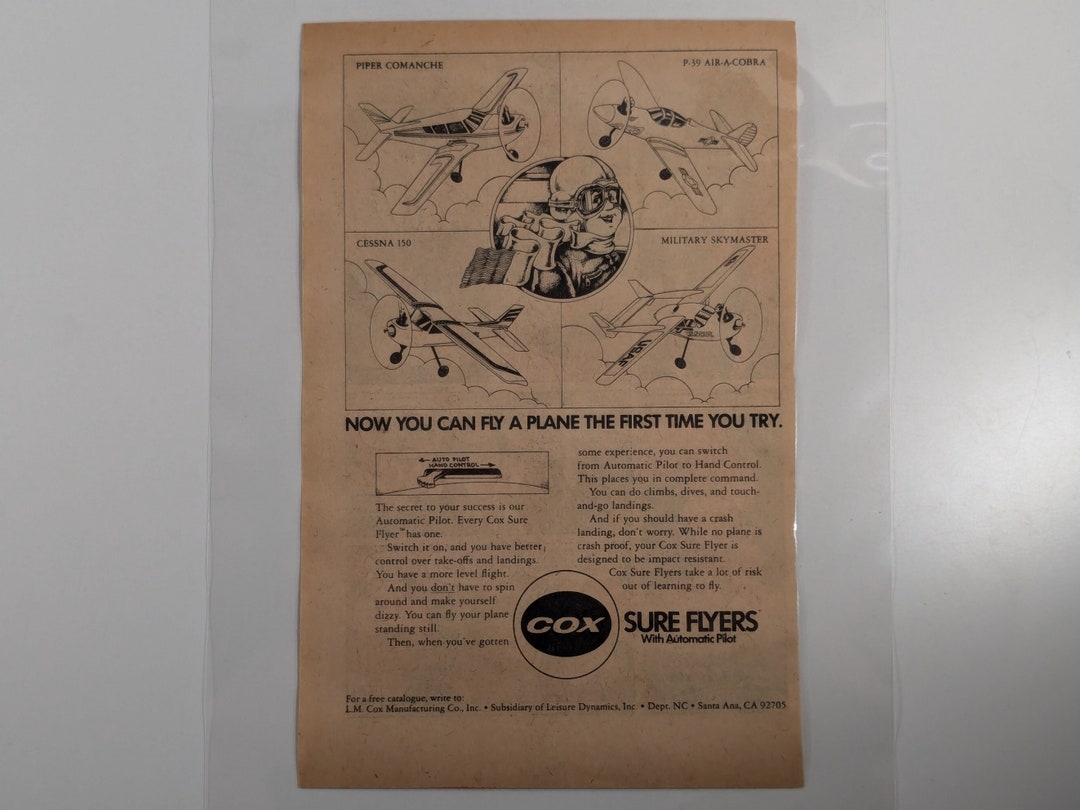 Vintage Cox Sure Flyers Ad – Featuring Piper Comanche, Air A Cobra ...