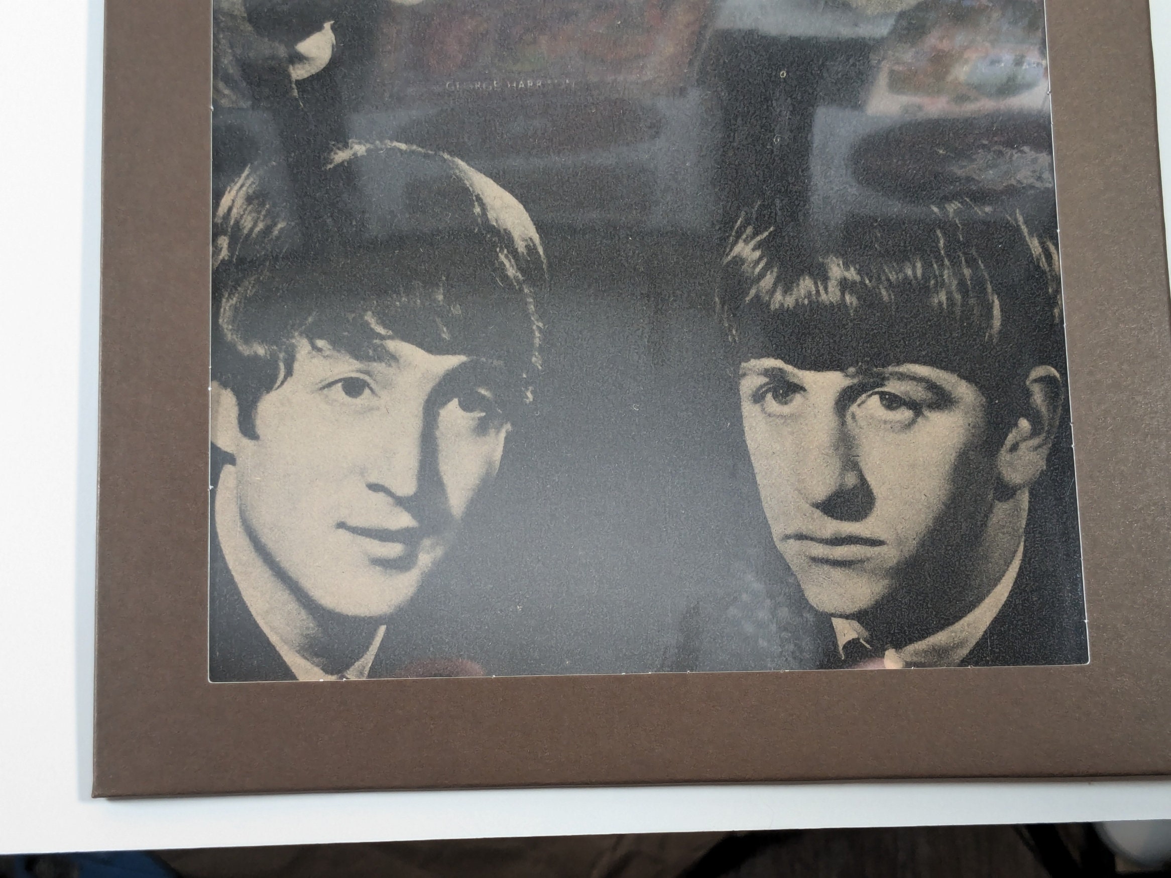 Framed Laminated Black & White Beatles Headshots Cutout - Vintage Fab ...