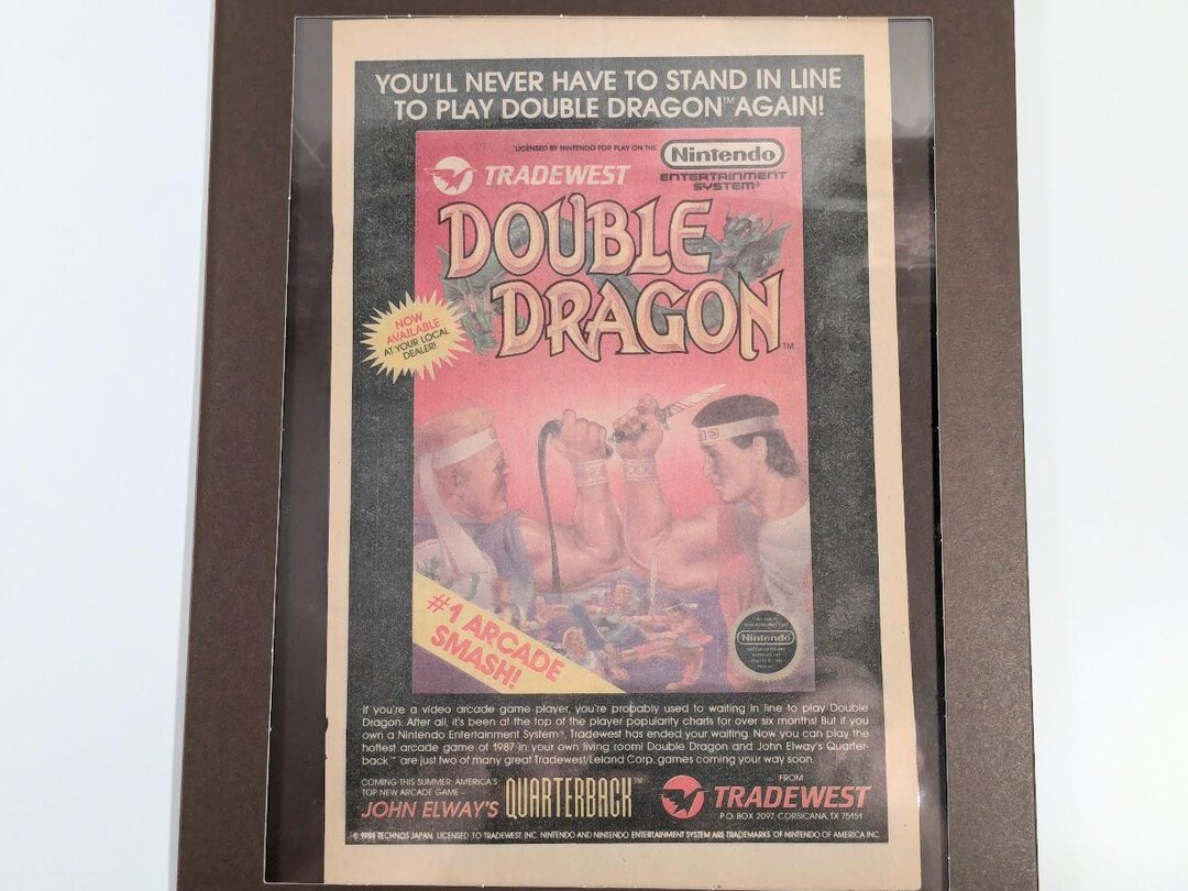 Double Dragon NES Ad | Vintage 1988 Laminated Framed Arcade Smash ...