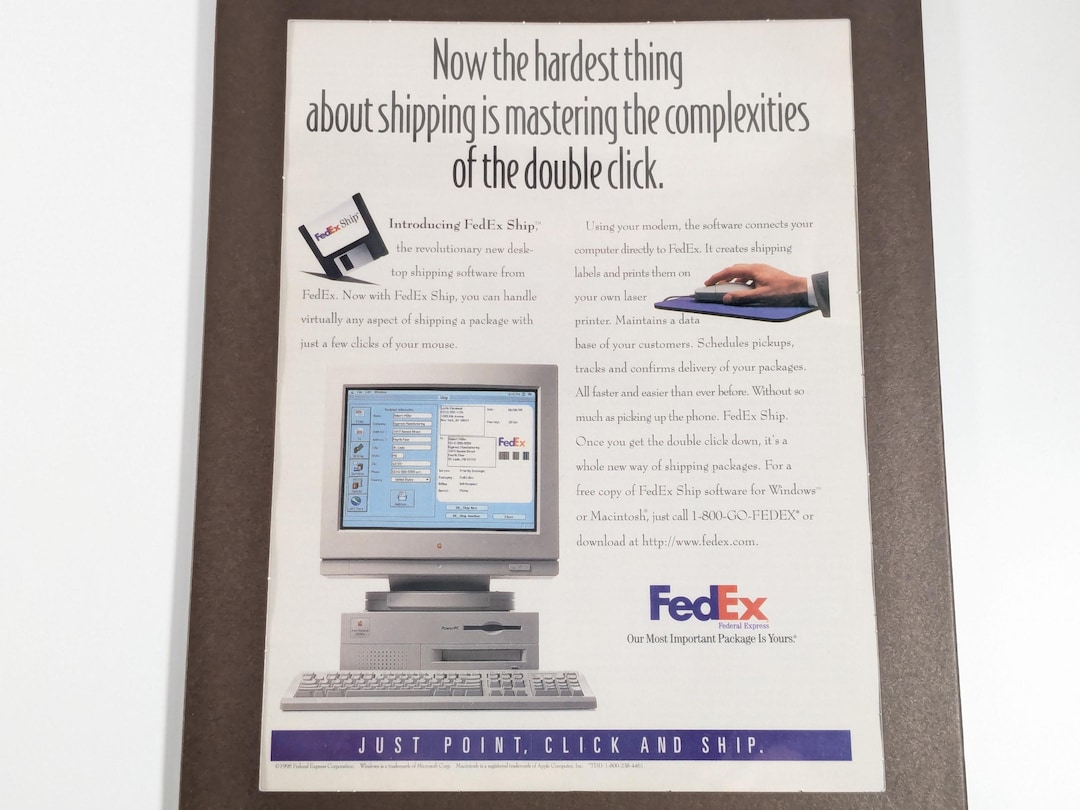 Fedex Ship Vintage 1995 Ad | Laminated 9.5x12 Framed Display for Retro ...