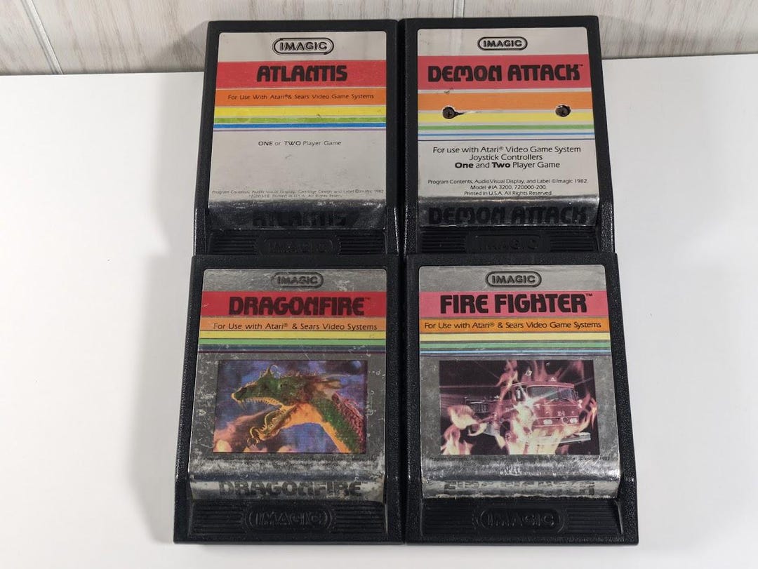 4 Imagic Atari 2600 Game Lot: Atlantis, Demon Attack, Dragonfire, Fire ...