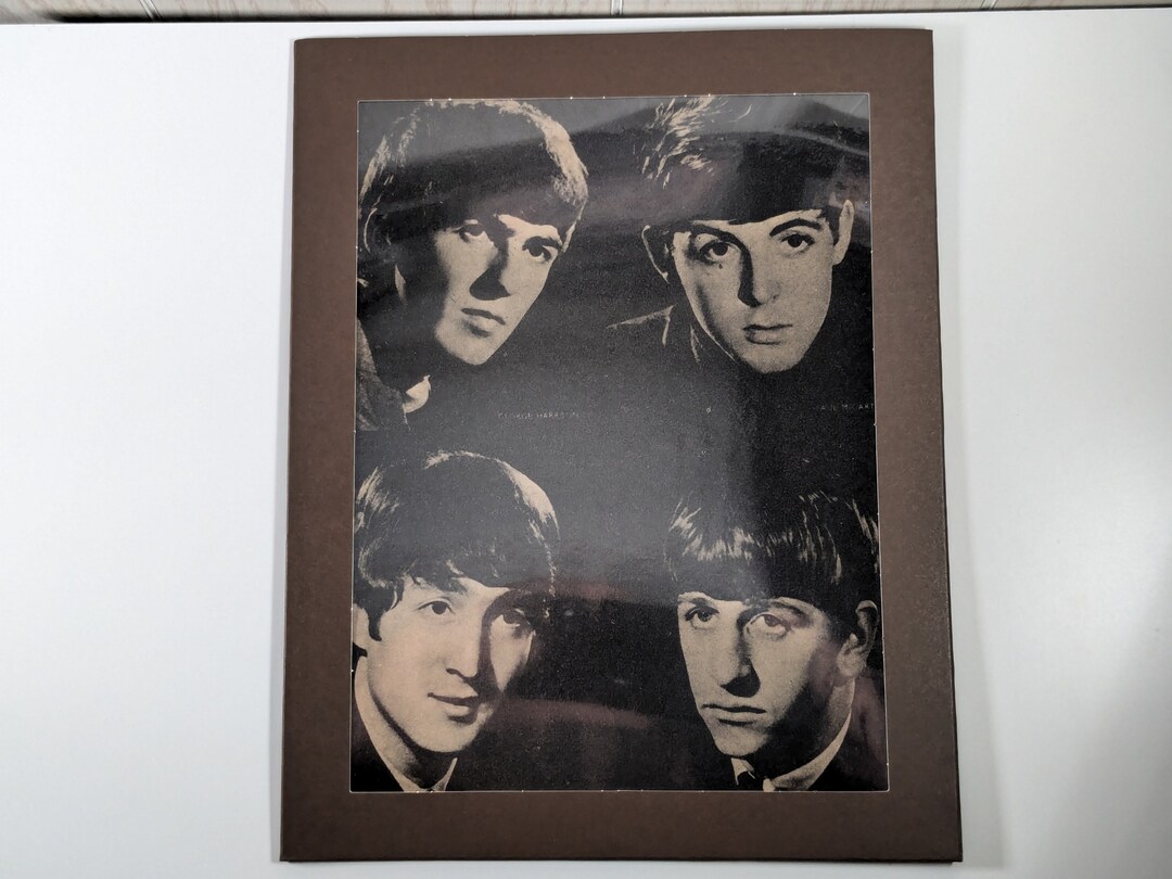Framed Laminated Black & White Beatles Headshots Cutout - Vintage Fab ...